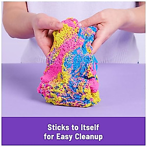 Kinetic Sand, Squish N’ Create Playset, with 13.5oz of Blue, Yellow, and Pink Play Sand, 5 Tools, Sensory Toys for Kids Ages 3 and Up