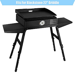 Raweao Universal Portable Griddle Stand - Grill Griddles Stand Fit for Blackstone 17” or 22” Propane Table Top Griddle with Two Side Shelf, Ideal for Outdoor Cooking & Camping