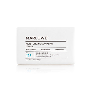 MARLOWE. No. 105 Bar Soap for Men 7 oz, Moisturizing Body Soap, Nourishing & Refreshing with Natural Extracts, Shea Butter, Olive Oil & Green Tea Extracts, Fresh Woodsy Scent