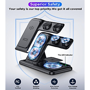 Wireless Charger for iPhone and Samsung Multiple Devices, Portable Apple Charging Station for iPhone 15/14/13/12/11/Pro/Max/Plus, for Apple Watch Charger iWatch and Galaxy Watch, for AirPods 3/2/Pro