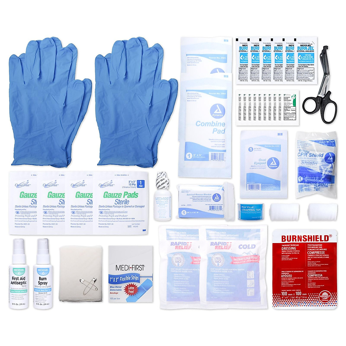MFASCO Class B Restaurant First Aid Kit - OSHA Compliant - Emergency Plastic Box - Rubber Sealed - Includes Blue Bandages and Burn Care Supplies - Essentials for Work or Restaurant - 139 Pieces