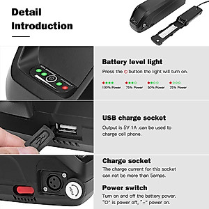tasskood 48V Hailong Ebike Battery,48 Volt 17.5Ah 15Ah 20Ah Downtube Electric E Bike Bicycle Llithium ion Battery for 48V Bafang 500W 750W 1000W 1500W Motor (48V 17.5AH for 0-1500W)