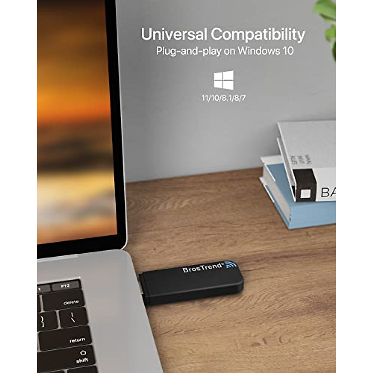 BrosTrend 1200Mbps USB WiFi Network Adapter for Laptop, Desktop PC of Windows 11/10/8/7, USB 3.0, Wireless Adaptador AC1200 Dual Band 5GHz/2.4GHz