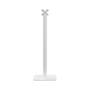 Metal Pole Floor Stand- CTA Premium Thin Profile Retail & Tradeshow Stand with VESA Plate and Base – Compatible with CTA’s Locking Mount (PAD-PARAW) or Any VESA Compatible Mount (ADD-CHKW) - White