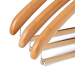 Quality Hangers Wooden Hangers Beautiful Sturdy Suit Coat Hangers with Locking Bar Glossy Natural Wood (20)