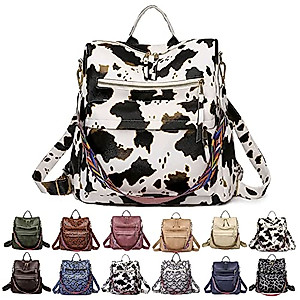 Leather Backpack Purse for Women PU Leather Medium Size Backpack Fashion Anti Theft Handbags and Shoulder Bag Travel Bags, Gray, One Size