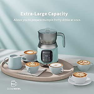 Maestri House Milk Frother, Variable Temp and Froth Thickness Milk Frother and Steamer, 21OZ/600ML Smart Touch Control Milk Warmer, Dishwasher Safe, Memory Function for Latte Cappuccino, Hot Chocolate