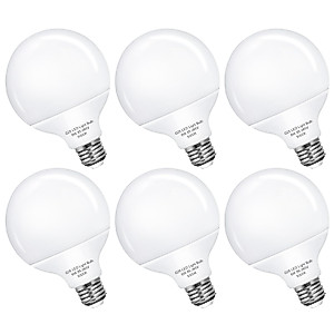 EvaStary G25 LED Globe Bulbs, Vanity Light Bulb for Bathroom Vanity Mirror, 60W LED Light Bulbs Equivalent, Bright 5000K Daylight E26 Base Bulb, 6W LED for Round Makeup Mirror Home Lighting, 6 Pack