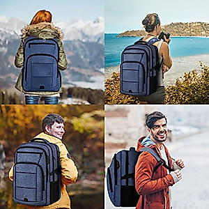 BLIKECH Extra Large Backpack for Men, 17 Inch Big Laptop Travel Backpack with USB Charging Port, Water Resistant Durable Big Business Work Backpack, Large Computer Bag TSA Airline Approved, Blue