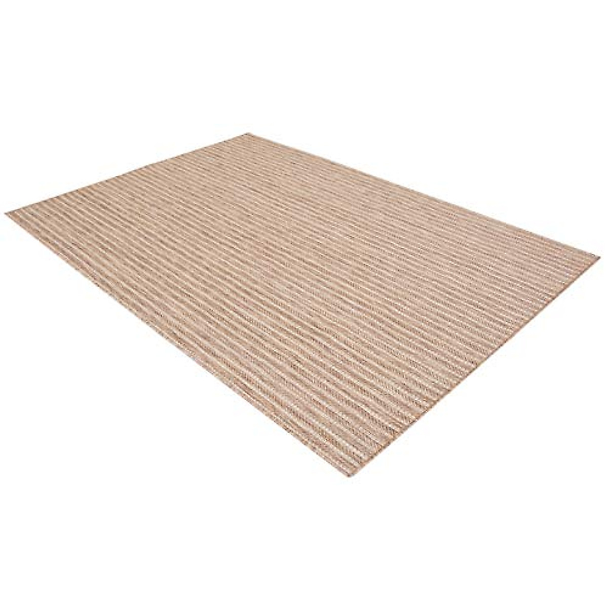 HOMEGNOME Indoor Outdoor Striped Rug (8'x10', Neutral Brown)