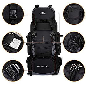 90L Camping Travel Backpack with Rain Cover Lightweight Travel Daypack for Climbing Camping Touring