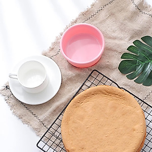 REKIDOOL Silicone Muffin Pans Cupcake Set,4 Inches Round Shaped Silicone Baking Pans Molds Nonstick Cupcake Liners Silicone Baking Cups (Pack of 4, Pink)