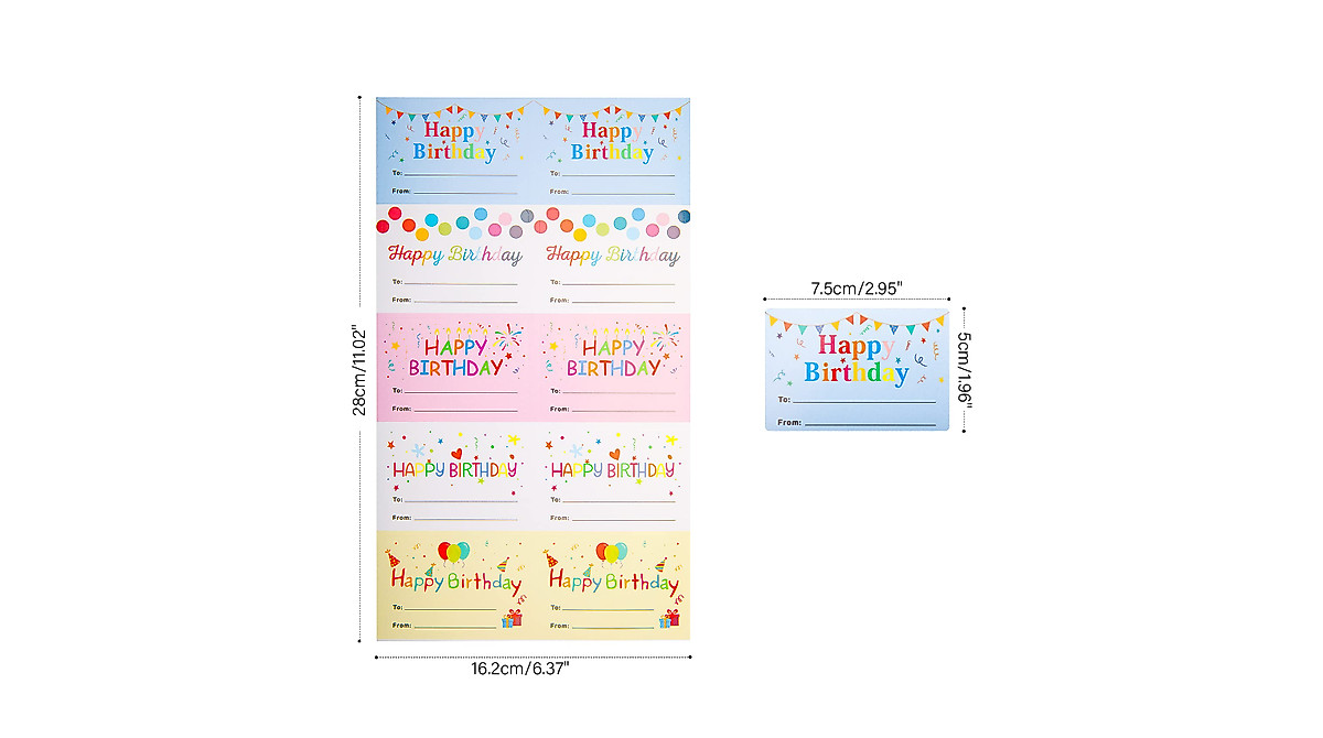 Happy Birthday Gift Stickers - 100 Labels for Celebrations