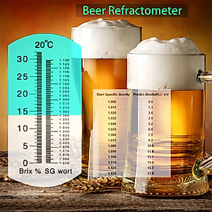 XinJiaJi Optical Hydrometer, Optical Brix Refractometer for Beer Making, Dual Scale Brix Meter - Specific Gravity 1.000-1.130 and Brix 0-32%, Alcohol 0-17% Vol, Beer Brewing Kit