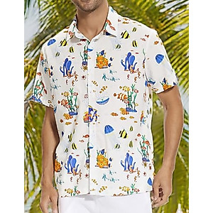 ZAFUL Men's Tropical Hawaiian Print Shirt Short Sleeve Relax Fit Vintage Button Down Shirts
