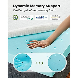 PERLECARE 3 Inch Queen Mattress Topper for Pressure Relief, Gel Memory Foam Mattress Topper for Cooling Sleep, Non-Slip Design with Removable Bamboo Cover, CertiPUR-US Certified, 10 Years Warranty