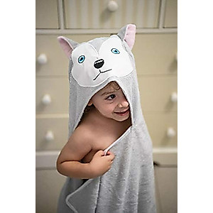 BabyZor Extra Soft Baby Hooded Bath Towel & Washcloth Shower Gift Set, Organic Hypoallergenic Bamboo Large Fibers 48x30 | for Newborn, Infant, Toddler & Kids (Grey)