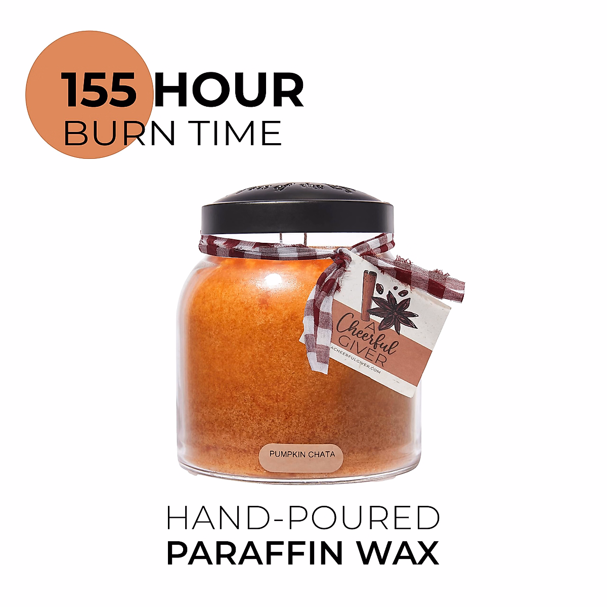 A Cheerful Giver - Pumpkin Chata - 34oz Papa Scented Candle Jar with Lid - Keepers of the Light - 155 Hours of Burn Time, Gift for Women, Orange