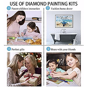 Turtle Diamond Art Painting Kits for Adults - Inspirational Full Drill Diamond Dots Paintings for Beginners, Round 5D Paint with Diamonds Pictures Gem Art Painting Kits DIY Adult Crafts 12x16inch