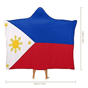 Philippines Flag Hooded Blanket-Wearable Hooded Cape Blanket Shawl for Kids, Adults, Teens