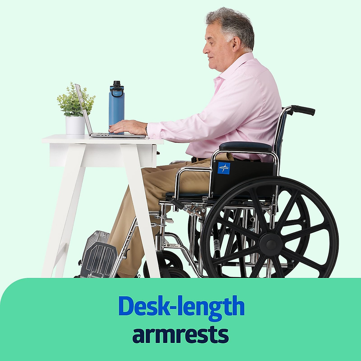 Medline Excel Extra-Wide Bariatric Wheelchair For Adults and Seniors with 24" Wide Seat, Supports up to 500 lbs