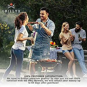 Grillyx Skewers - Premium BBQ Skewers - Skewers for Kabobs - Pack of 10 - Stainless Steel - Ideal for Grilling - shishkabob Skewers - Metal skewers