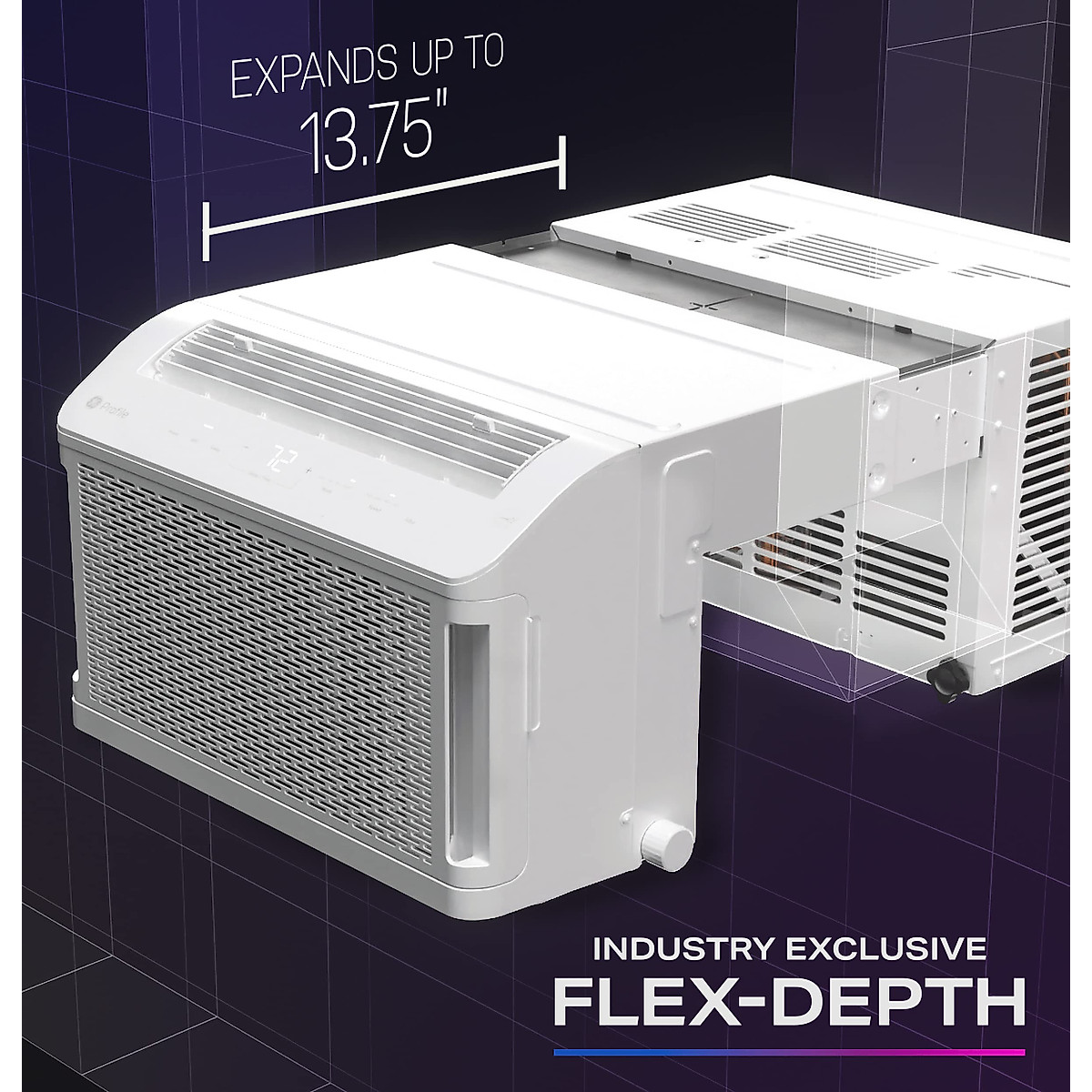 GE Profile ClearView Inverter Window Air Conditioner Unit, 10,300 BTU, U-Shaped Adjustable Depth, Energy Efficient Cooling up to 450 sq ft., Ultra Quiet, SMART Home Capable, Includes Remote, White