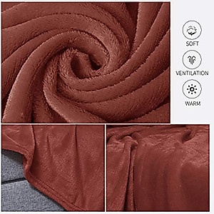 Rendiele Fleece Throw Blankets Fluffy Warm Solid Color Blankets for Bed (Terracotta, 9090 Queen)