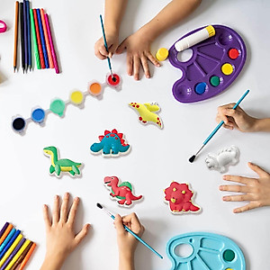 Funto Dinosaur Painting Kit for Kids, Paint Your Own Figurines with Magnet, 27 PCS Crafts Set, Ceramics to Paint, STEAM Projects Creative Activity DIY