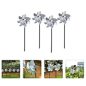 Cabilock 4pcs Garden Decor Pinwheels Bird Windmills Reflective Pin Wheels Sparkly Garden Pinwheels