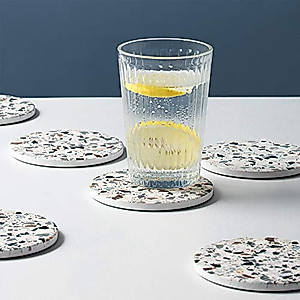 LIFVER Coasters for Drinks, Absorbent Coasters with Holder, Coasters Set of 6, Avoid Furniture Being Scratched, Funny Housewarming Gift for Home Decor and Kitchen, 4 inches, Granite-Style