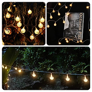 Abeden Solar String Light Outdoor,16ft 50LED Crystal Globe Lights,8 Modes Waterproof Bulb String Lights for Home,Garden,Patio,Wedding,Party Outdoor Wall Decoration