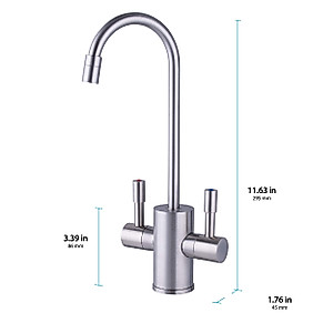 Ready Hot 41-RH-300-F560-BN Instant Hot Water Dispenser System, 2.5 Quarts, Digital Display Dual Lever Hot and Cold Water Faucet Brushed Nickel