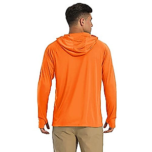 Fishing Shirts for Men Long Sleeve with Hooded UPF 50+ Sun Protection Moisture Wicking Active Rash Guards Summer Shirts Orange