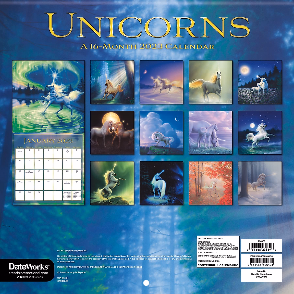2023 Unicorns Wall Calendar