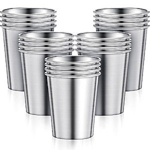 20 Pieces Stainless Steel Pint Cups Unbreakable Water Tumblers Stackable Metal Cups Reusable Metal Glasses for Drinking Stainless Tumbler Cup for Kids Travel Outdoor Activities Camping Home, 8 oz
