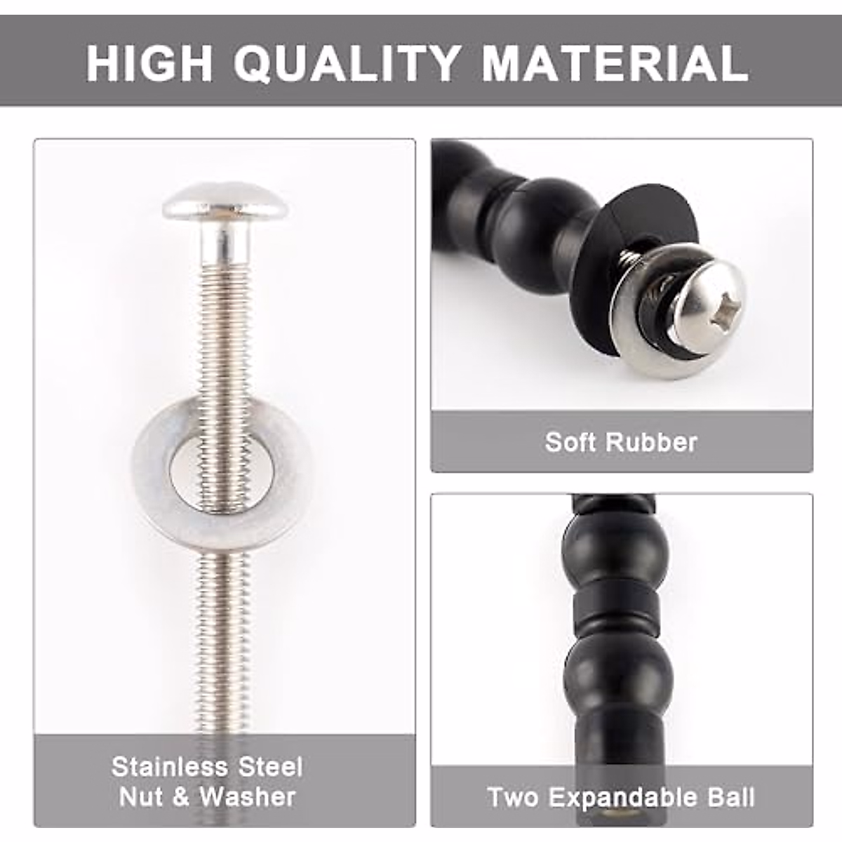 Ubrand 2PCS Toilet Seat Hinges Screws, Toilet Seat Top Fixing Part, Toilet Seat Fixing Device Rubber Top Nut