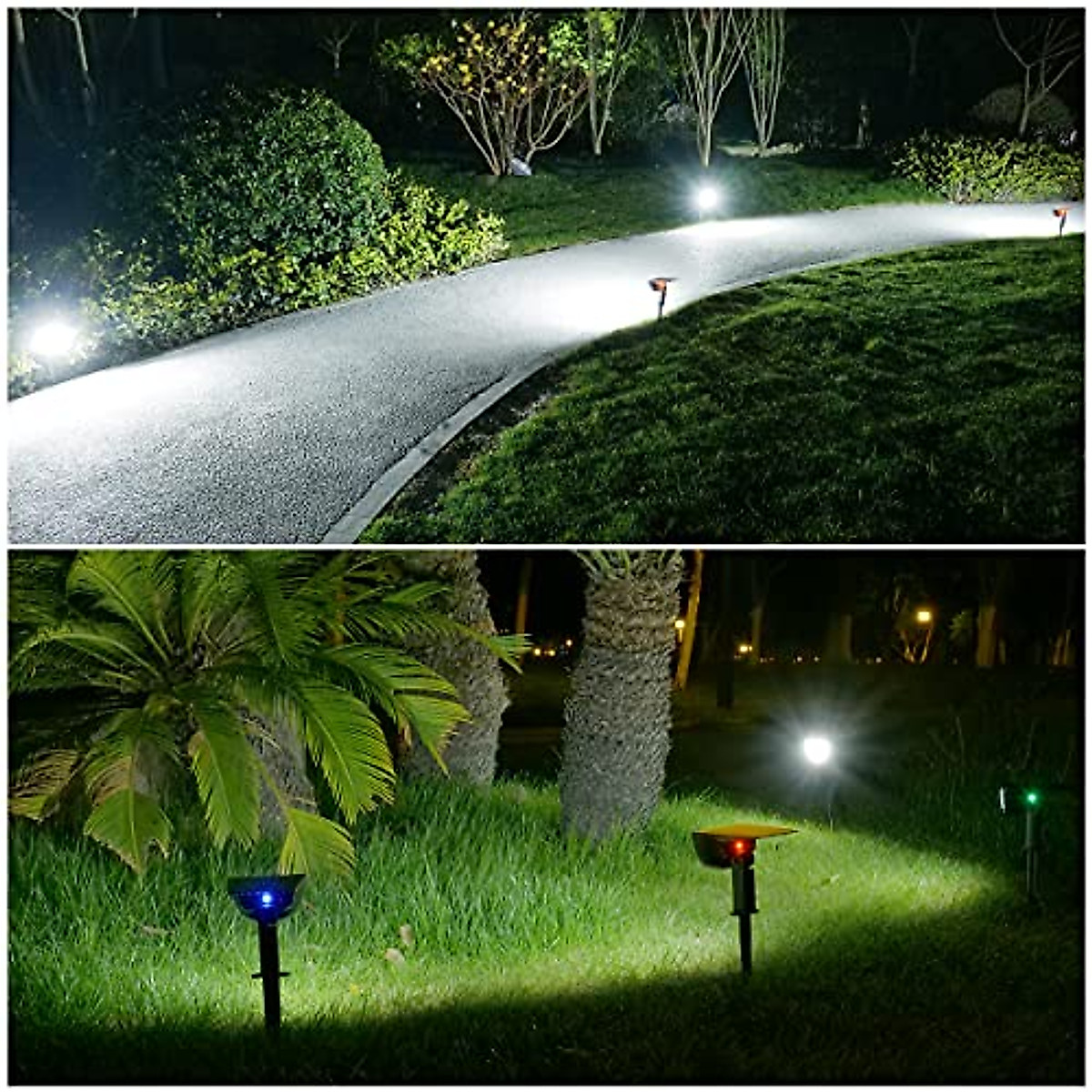 Fivaokot Solar Spot Lights Outdoor Waterproof,58 LEDs 2 Lighting Modes and Colorful Backlight,2-in-1 Adjustable Wall Lights,Landscape Spotlights for Garden,Yard,Walkway,Driveway,Porch,Patio (4 Pack)