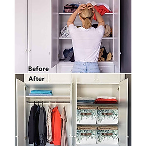 Eucalyptus Storage Basket Sage Green Large Foldable Storage Bins with Handles Watercolor Leaves Waterproof Fabric Laundry Baskets for Organizing Shelves Closet Toy Gifts Bedroom Home Decor