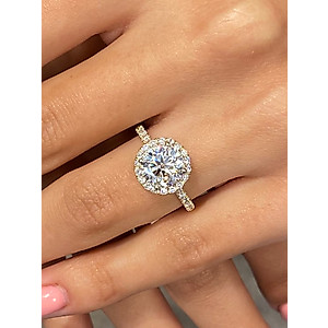 GLAM AND GEMS 1/2 Carat Lab Grown Diamond and 2 Carat Moissanite Engagement Ring for Women in 14k Rose Gold (D-E, VS, cttw) Wedding Ring