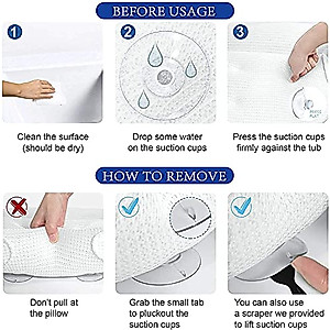 OMYSTYLE Bath Pillow for Tub, Bathtub Pillows with Soft 5D Air Mesh & 5 Large Suction Cups, Quick Dry Spa Bath Pillow for Neck, Head, Shoulder and Back Support - Soft, Non-Slip, Extra Thick