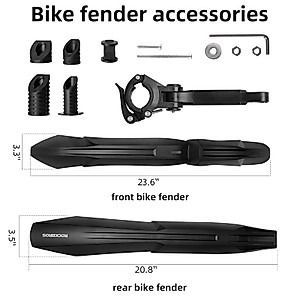 ROCKBROS Bike Fenders MTB Bike Mudguard Adjustable Front Rear Bicycle Fenders Set Quick Release Cycling Splash Guard for 24-29 inch Mountain Road Bike