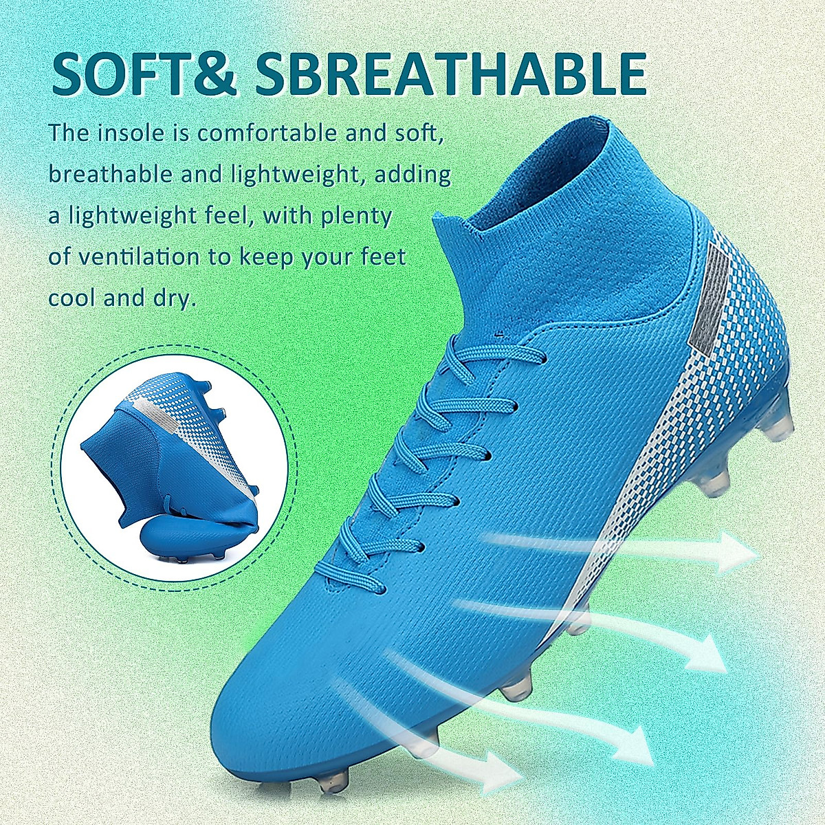 Soccer Cleats Mens Football Cleats Women Tacos de Futbol para Hombre Soccer Shoes for Big Boy Tacos de Futbol Zapatos de Futbol para Hombres Outdoor Soccer Shoes High Top Football Boots AG/FG