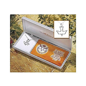 Silver Plated "Confirmed in Christ" Open Dove Confirmation Necklace on 18 inch Chain