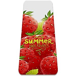 Yoga Mat, Yoga Mats for Home Workout, Workout Mat, Exercise Mats, Pilates Mat, Fruit Strawberry Red pattern