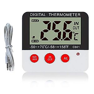 Fridge Thermometer Refrigerator Thermometer Digital Freezer Room Thermometer Fridge Freezer Thermometer with Hi Lo Alarm and Max Min Memory