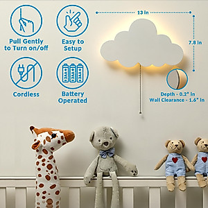 Cloud Light - Floating Cloud Wall Lamp For Nursery | Cute Floating Cloud Lamp For Kids Bedroom | Battery-operated Hanging Cloud Night Lights | Cloud Lights For Bedroom | Cloud Lamp For Baby Nursery