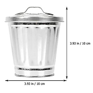 Cabilock Trash Cans Desk Topper Mini Small Trash Can Desktop Garbage Can Trash Can Countertop Trash Bin Mini Wastebasket with Mini Rake and Lid Zen Garden Tools Tabletop Accessories Retro Decor