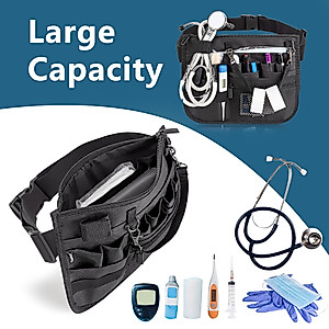 Damero Nurse Fanny Pack, Nurse Waist Bag with Tape Holder, Nurse Tool Belt for Stethoscopes, Bandage Scissors and Other Medical Supplies, Black