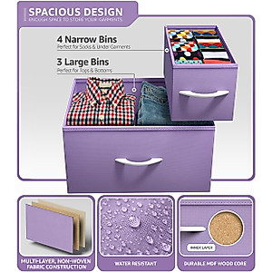 Sorbus Dresser with 7 Drawers - Furniture Storage Chest for Kid’s, Teens, Bedroom, Nursery, Playroom, Clothes, Toys - Steel Frame, Wood Top, Tie-dye Fabric Bins (7-Drawer, Pastel Purple)